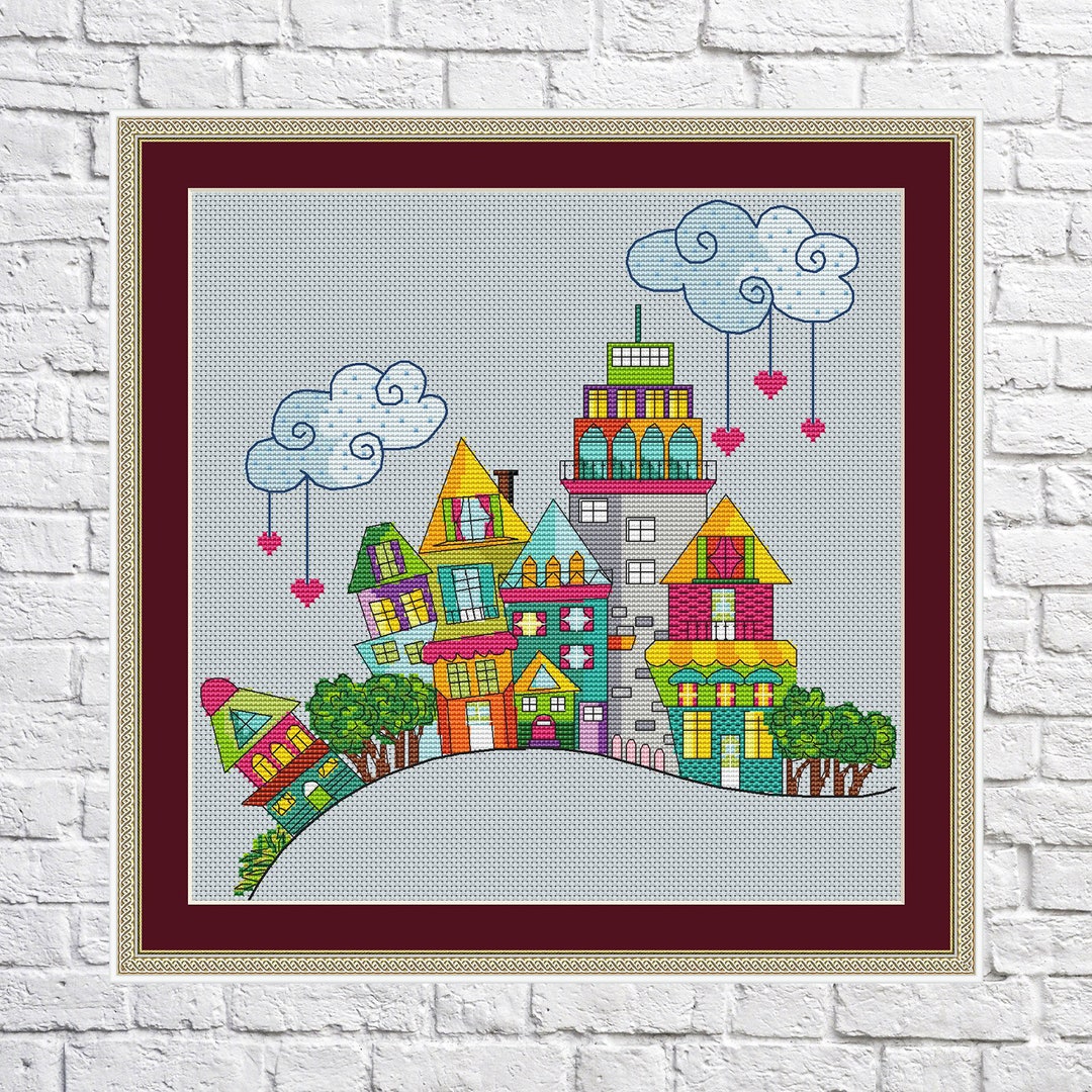 Happy City, Cross Stitch Pattern, Geometric Design, Modern Cross Stitch ...