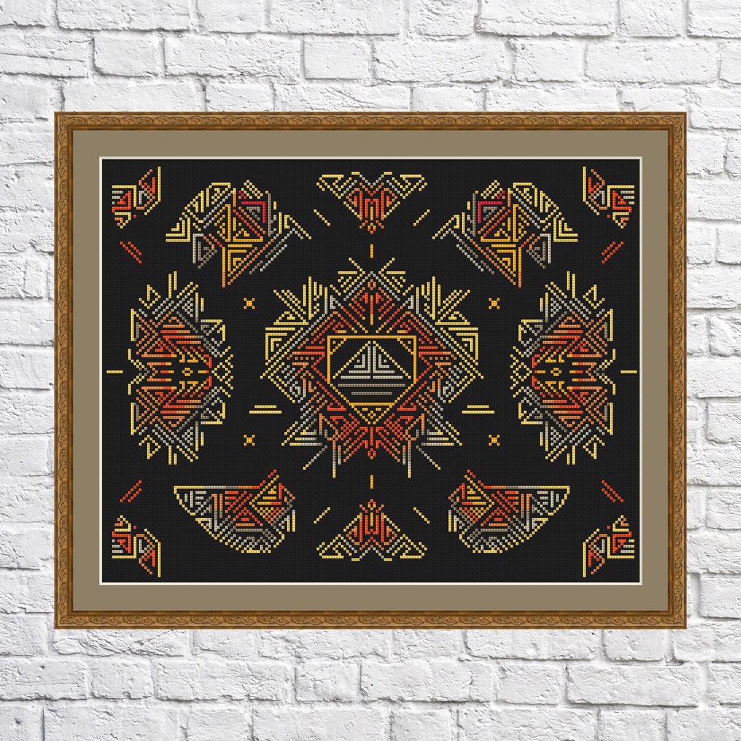Geometric Design, Cross Stitch Pattern, Yellow Colors, Modern Cross ...
