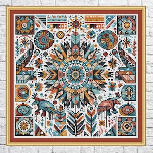 Patchwork, Cross Stitch Pattern, Geometric Design, Sampler, Rainbow ...