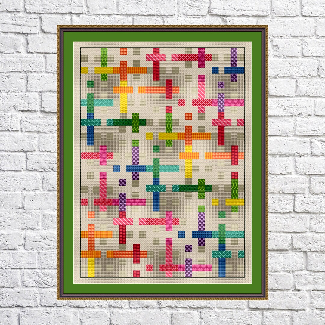 Crossed Colors, Cross Stitch Pattern, Geometric Design, Modern Cross ...