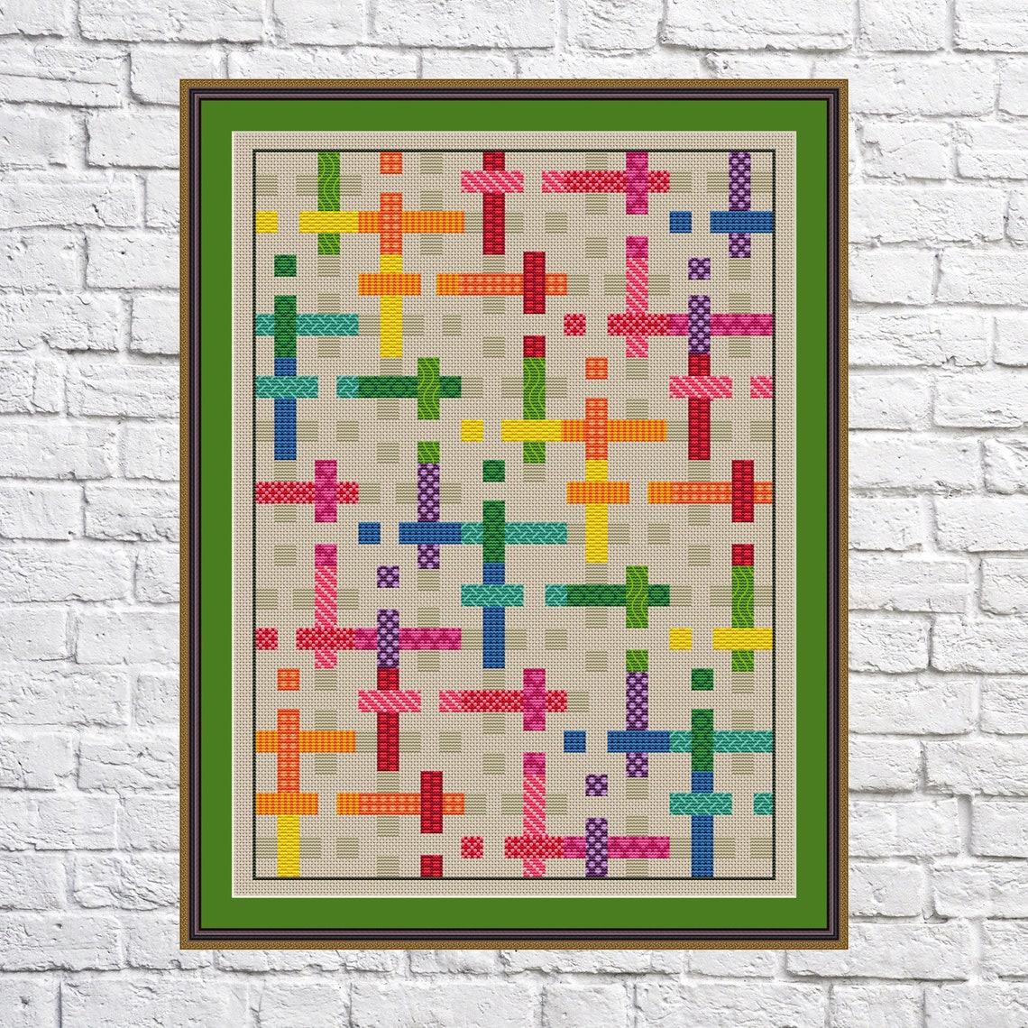 Crossed Colors, Cross Stitch Pattern, Geometric Design, Modern Cross ...