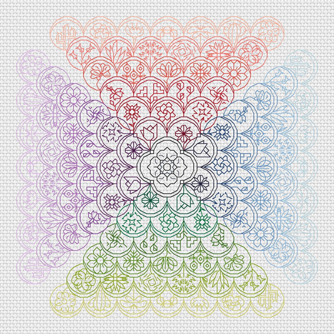 Blackwork Pattern, Tiny Flowers, Sampler, PDF, Instant Download ...