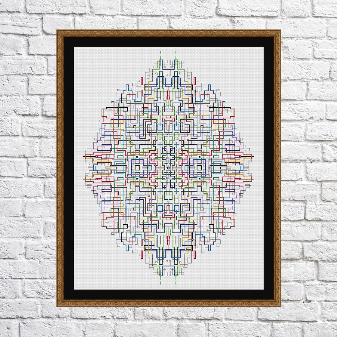 Abstract Geometric Design Cross Stitch Pattern, With Backstitch, Modern ...