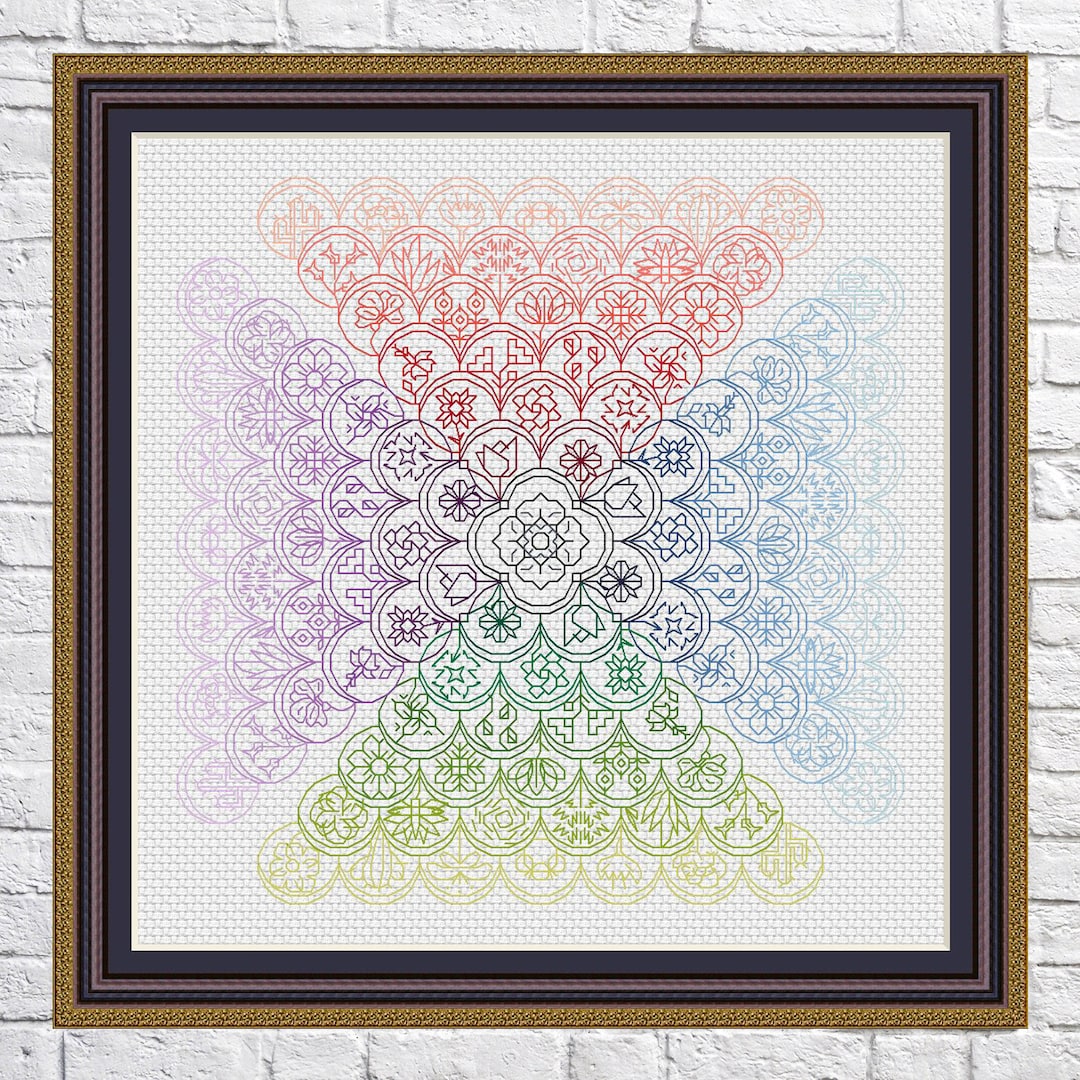 Blackwork Pattern, Tiny Flowers, Sampler, PDF, Instant Download ...