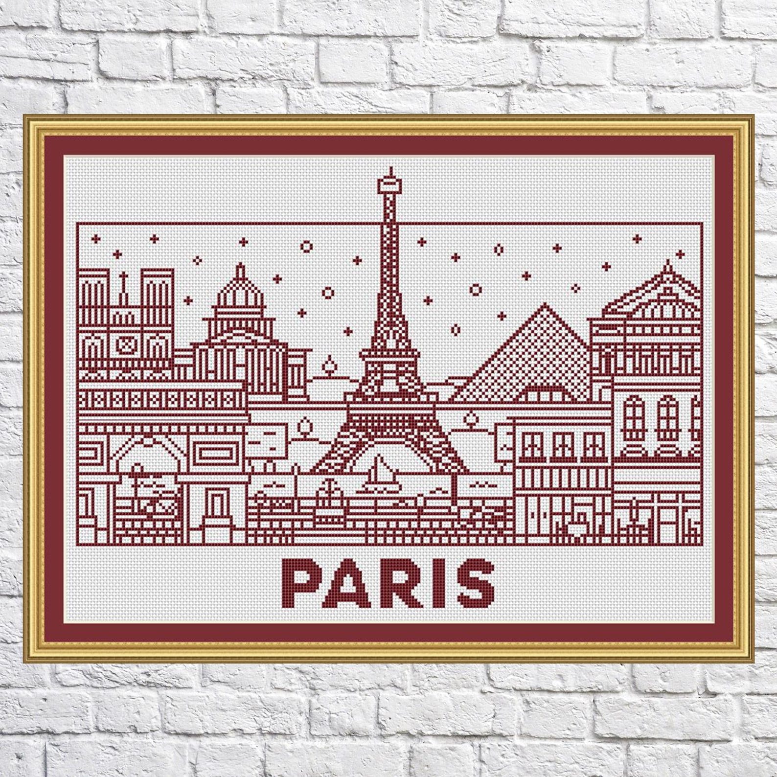 PARIS, Towns, Landscape Cross Stitch Pattern, Nature, Modern Cross ...