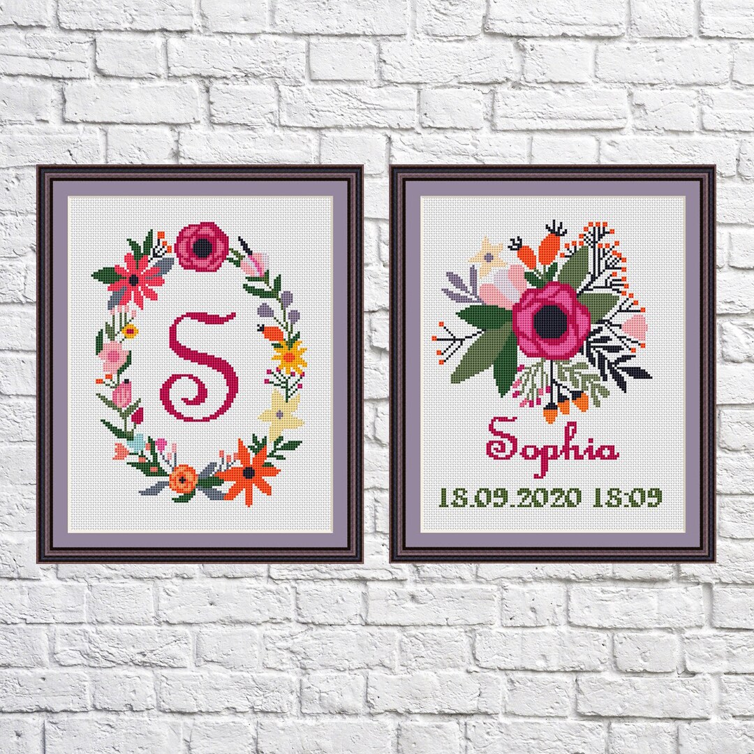 Birth Announcement Cross Stitch Pattern, New Born, Baby, Modern Cross Stitch, PDF, Instant ...