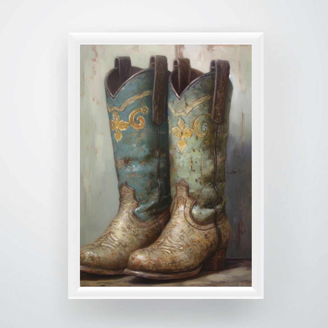 Cowboy Boot Print Retro Western Print - Etsy