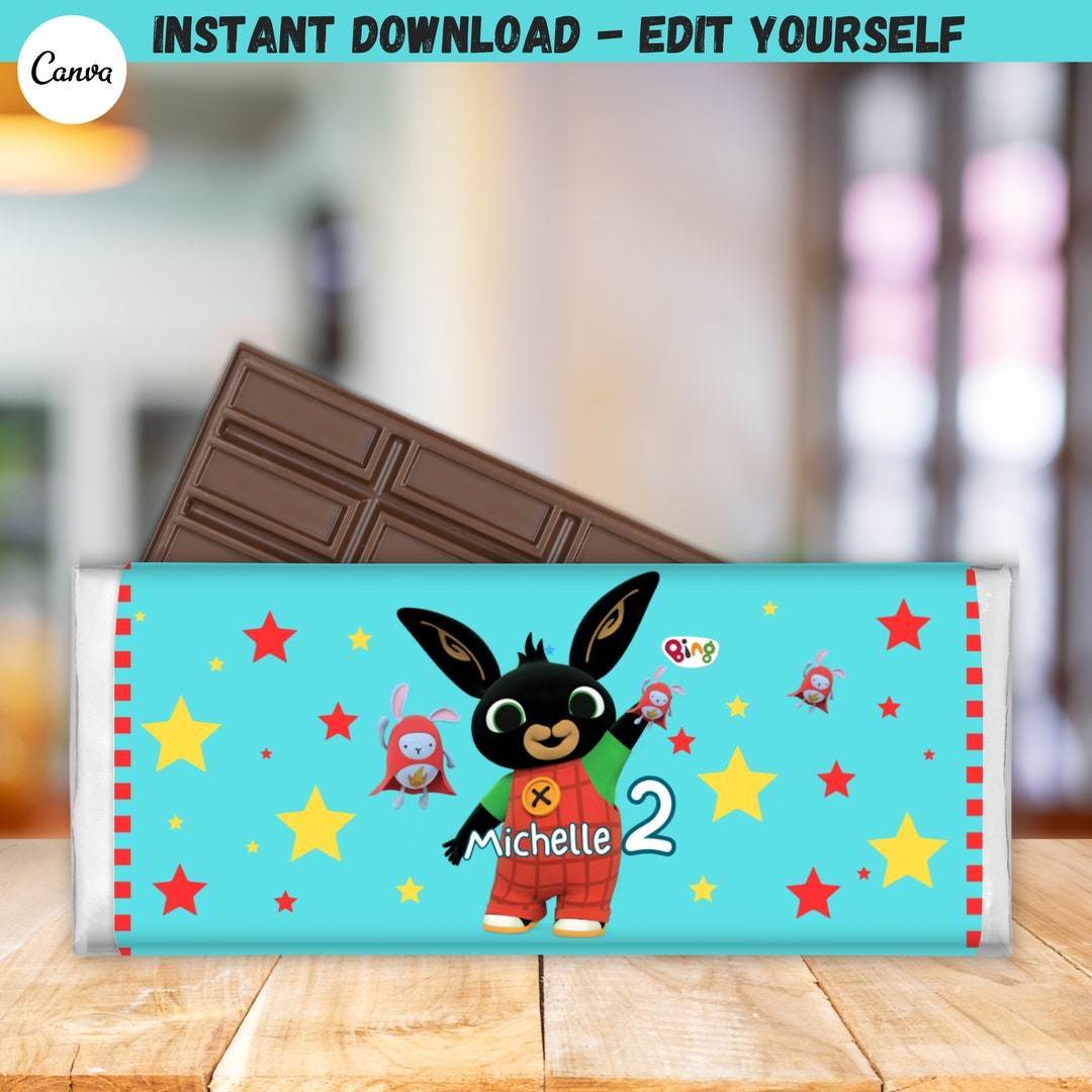 Editable Bing Chocolate Bar Wrapper 1.55oz Bing Party Kit Printable ...