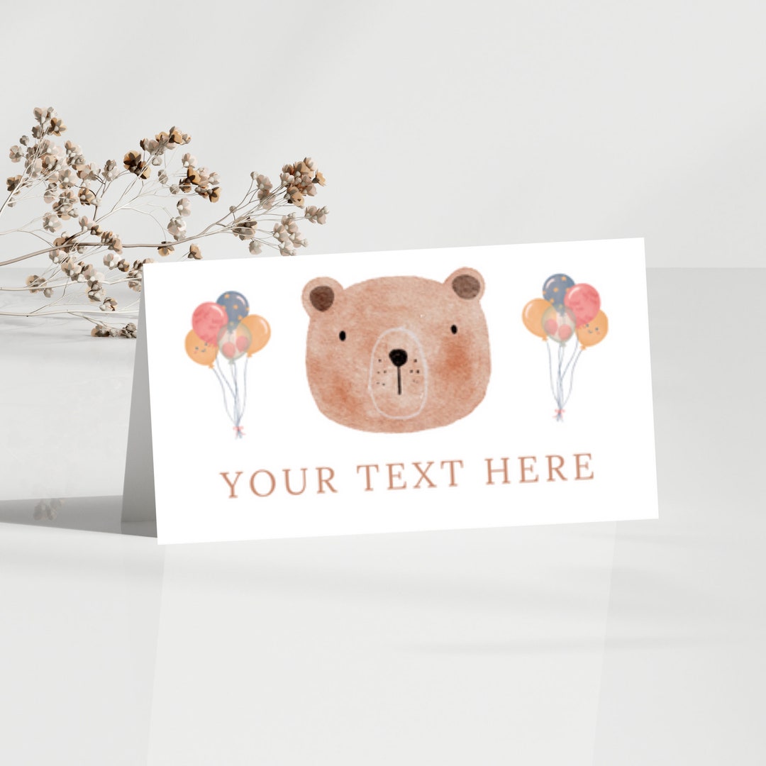 Editable Teddy Bear Boho Tent Cards Teddy Bear Boho Party Kit Printable ...