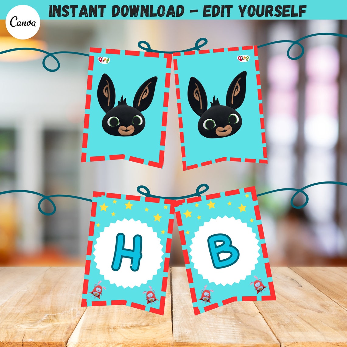 Editable Bing Birthday Banner Bing Invitation Bing Party Kit Printable ...
