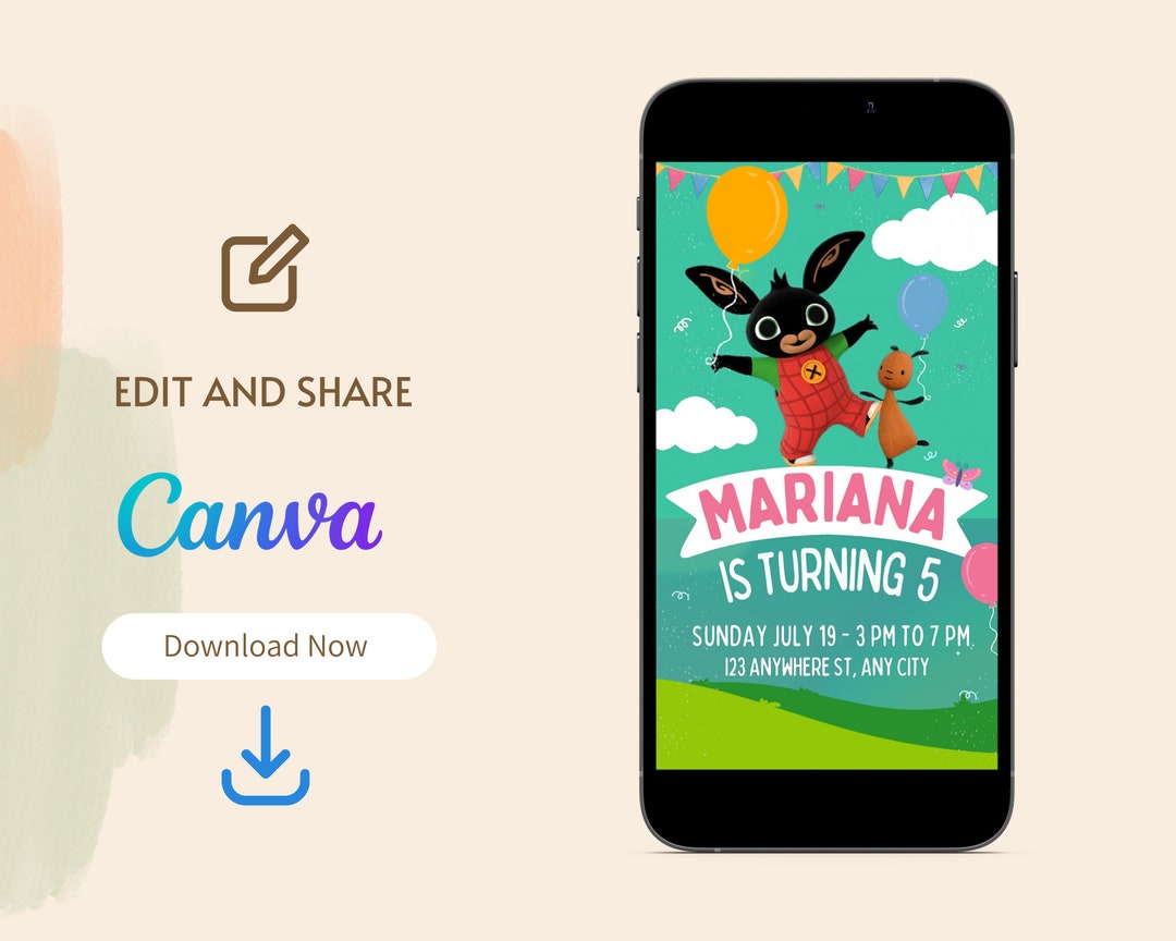 Editable Bing Birthday Party Invitation Party Electronic Text - Etsy