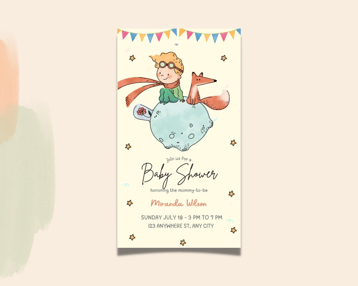 Editable Baby Shower the Little Prince Le Petit Prince Invitation Baby ...