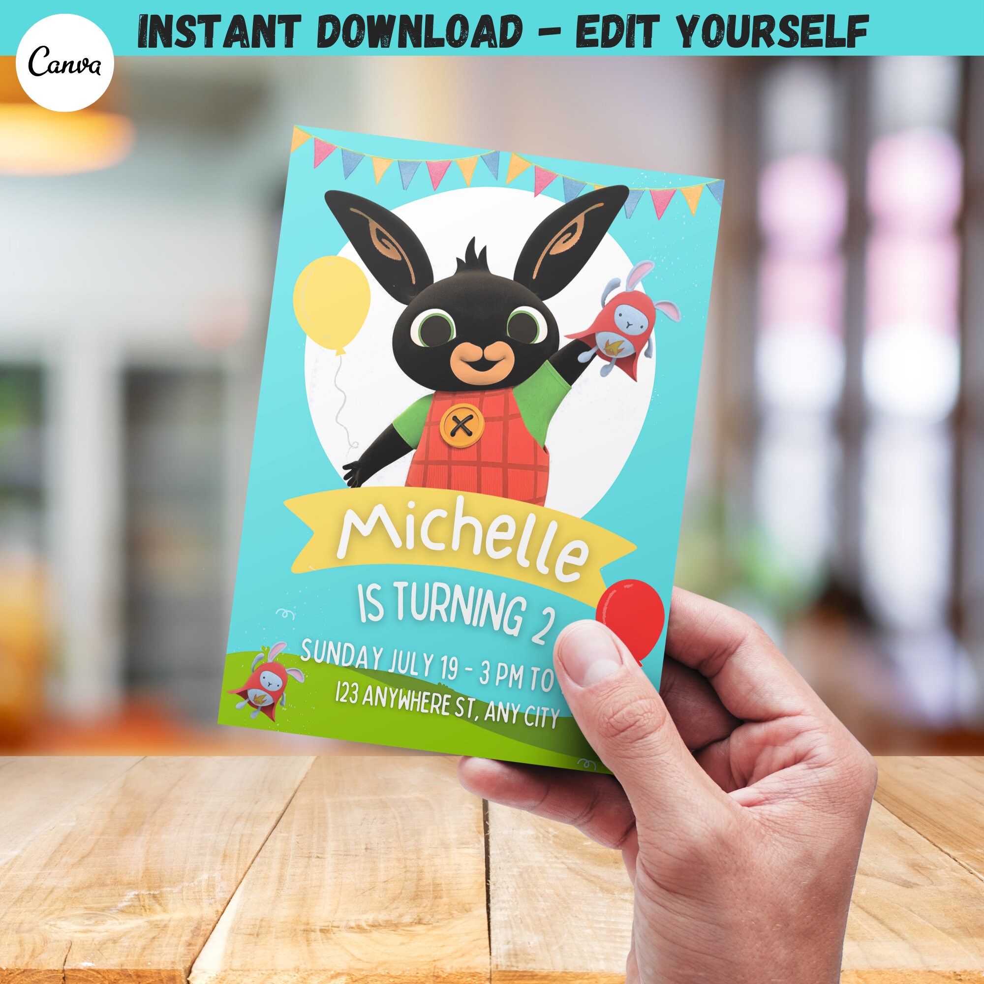 Editable Bing Birthday Invite 5x7 Bing Invitation Bing Party Kit ...