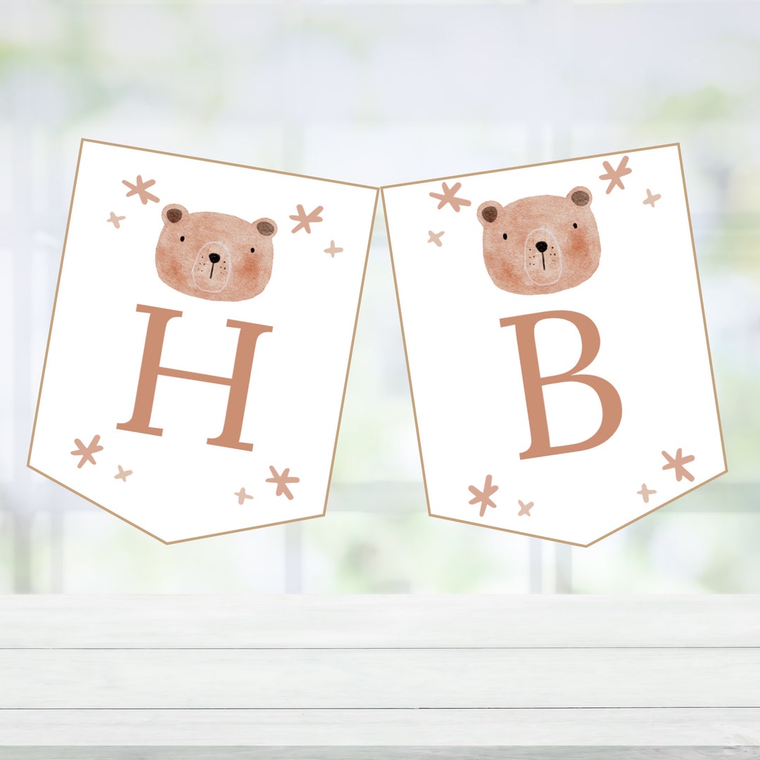 Editable Teddy Bear Boho Birthday Banner Teddy Bear Boho Party Kit ...
