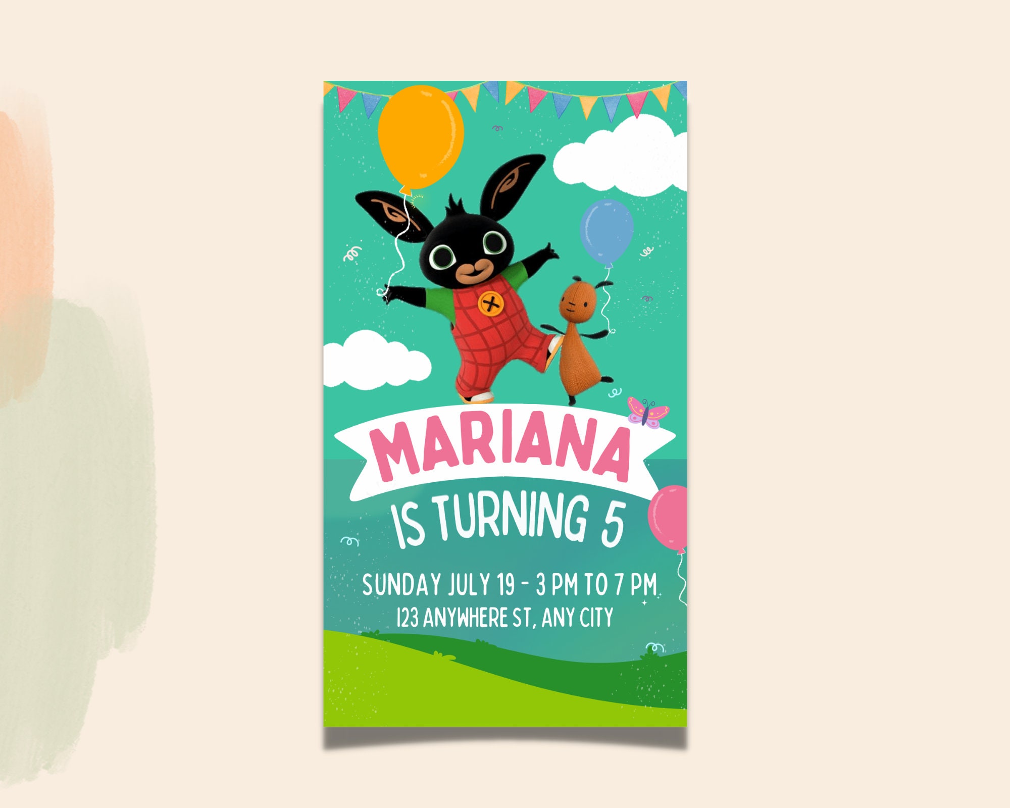 Editable Bing Birthday Party Invitation Party Electronic Text - Etsy