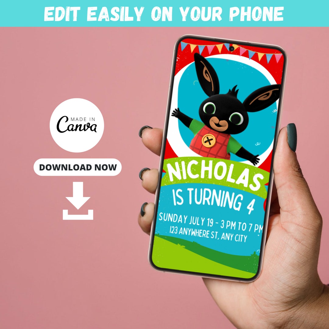 Editable Bing Birthday Party Invitation Party Electronic Text Message ...