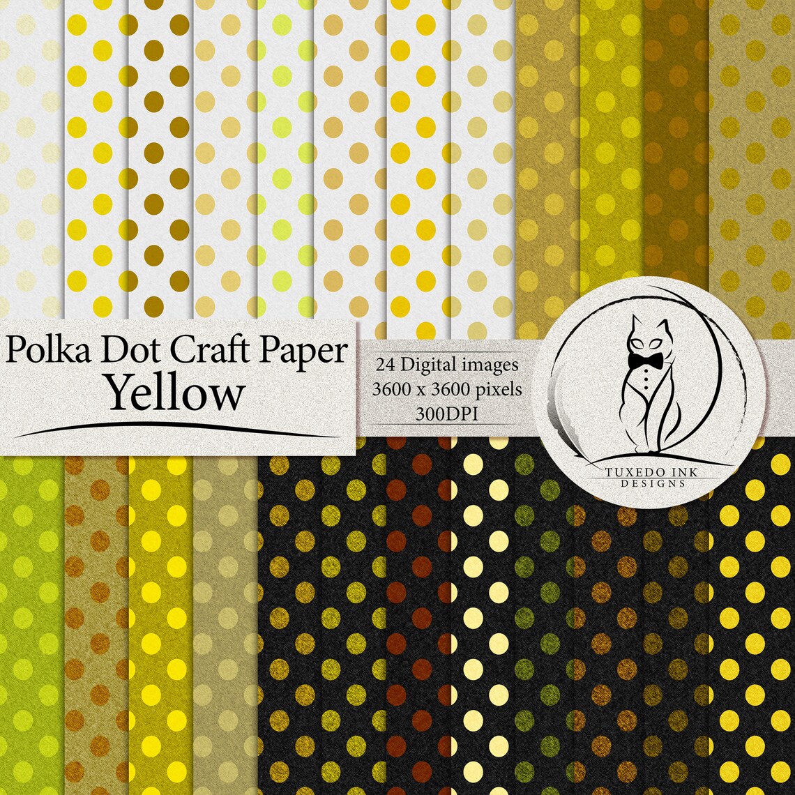 Seamless Yellow Polka Dot Craft Paper Digital Paper - Etsy