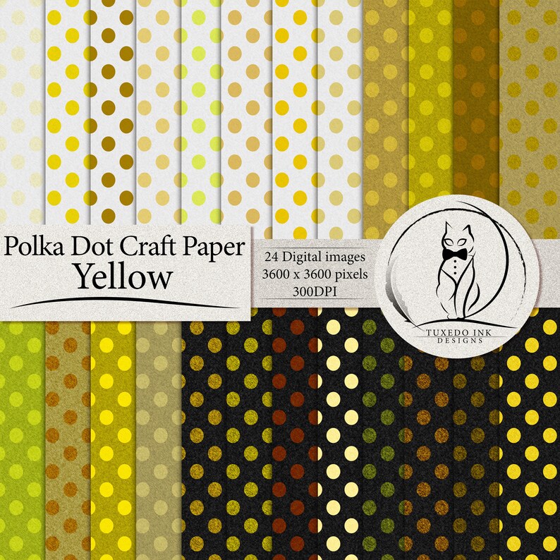 Seamless Yellow Polka Dot Craft Paper Digital Paper - Etsy