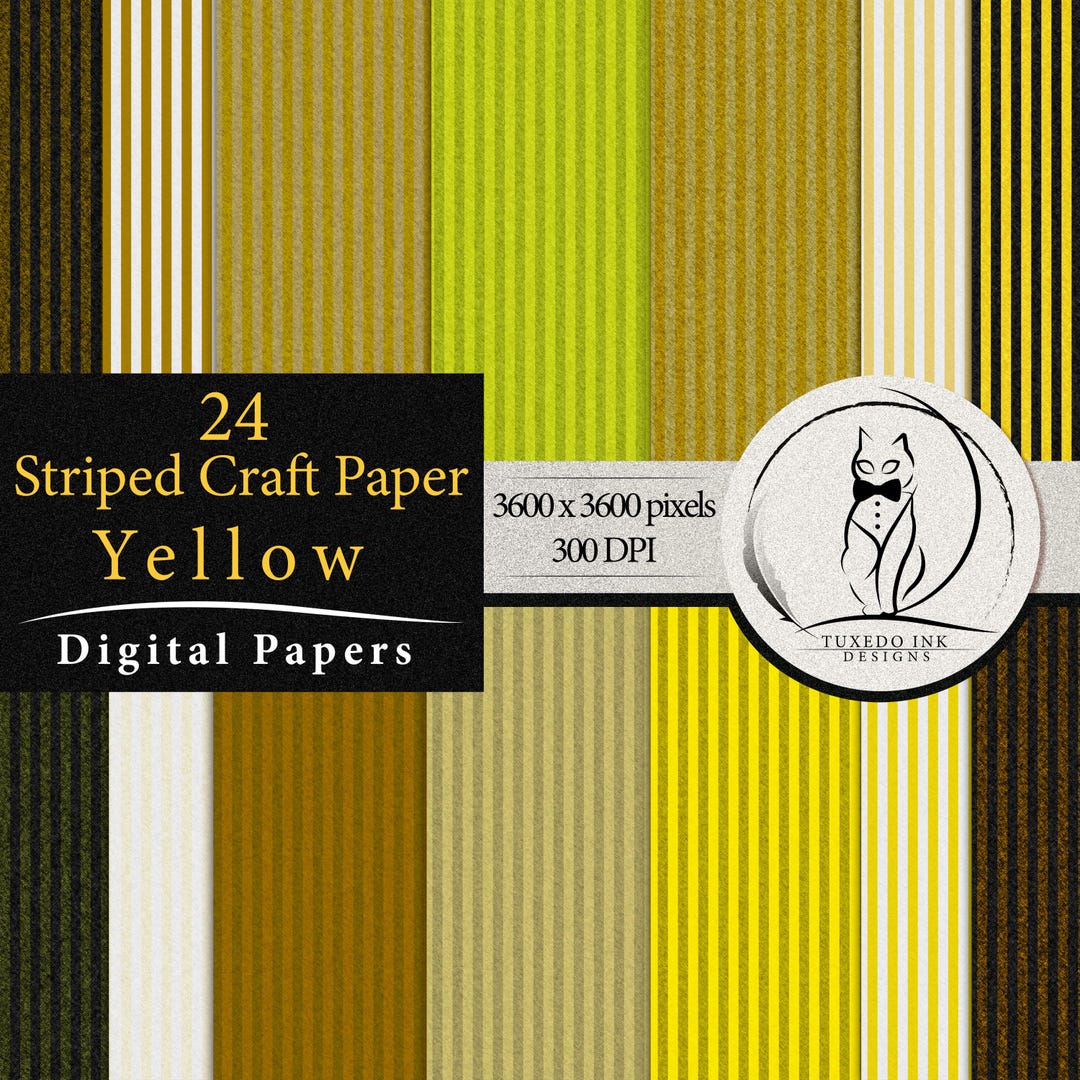 Seamless Yellow Striped Craft Paper Digital Paper - Etsy