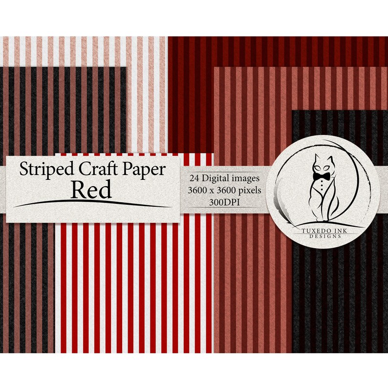 Seamless Red Striped Craft Paper Digital Paper - Etsy