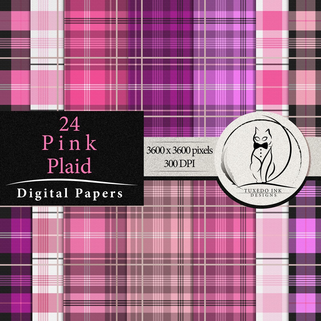 Seamless Pink Plaid With Texture Digital Paper (with Bonus Files) - Etsy