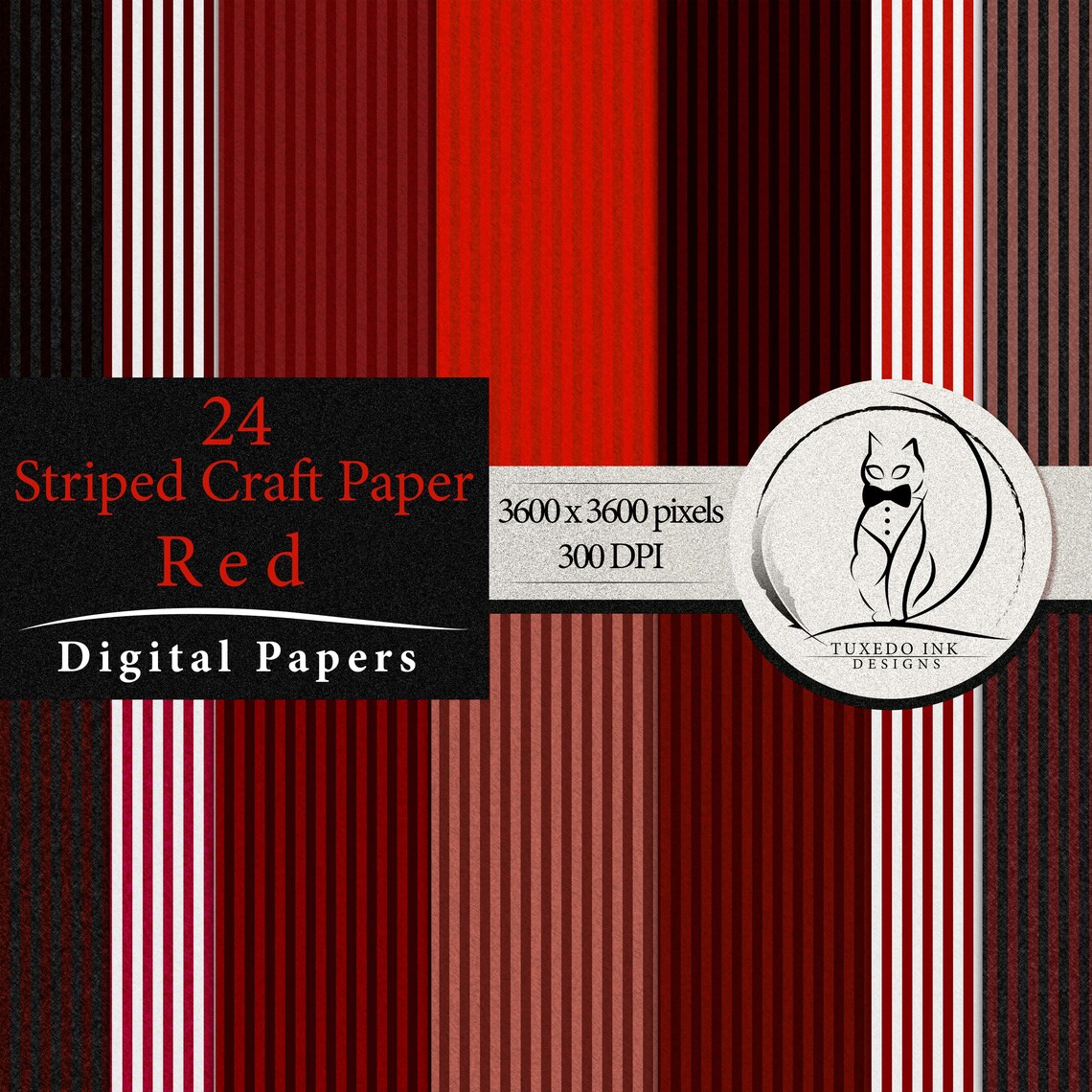 Seamless Red Striped Craft Paper Digital Paper - Etsy