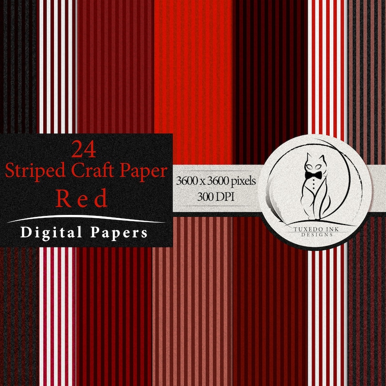 Seamless Red Striped Craft Paper Digital Paper - Etsy