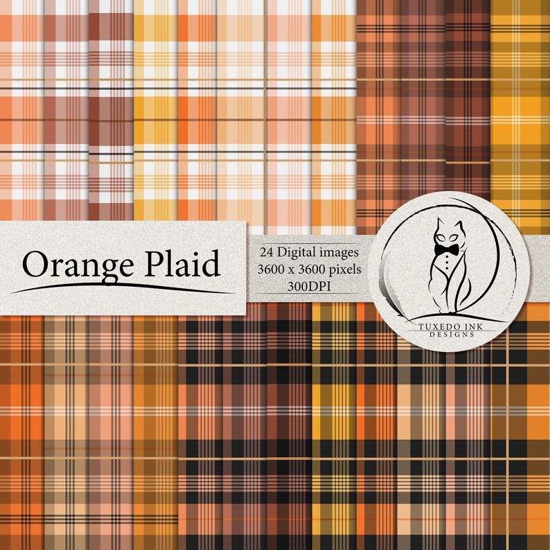 Seamless Orange Plaid With Texture Digital Paper (with Bonus Files) - Etsy