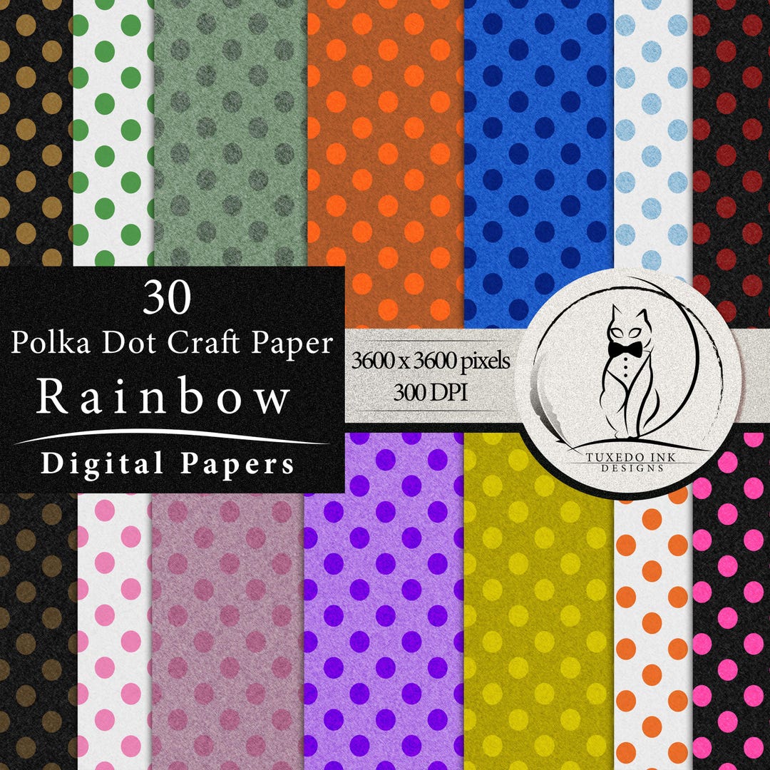 Seamless Rainbow Polka Dot Craft Paper Digital Paper - Etsy