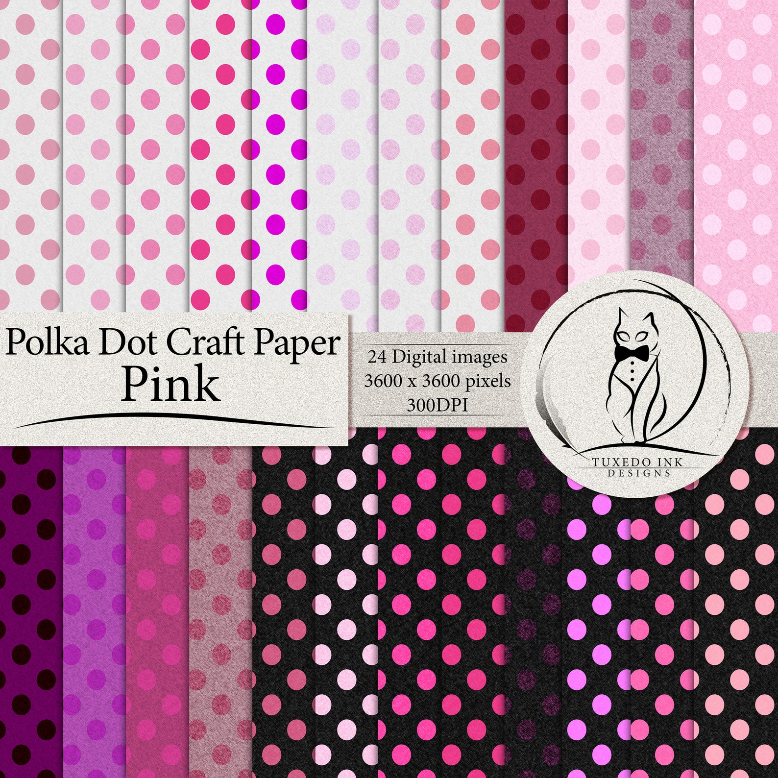 Seamless Pink Polka Dot Craft Paper Digital Paper - Etsy
