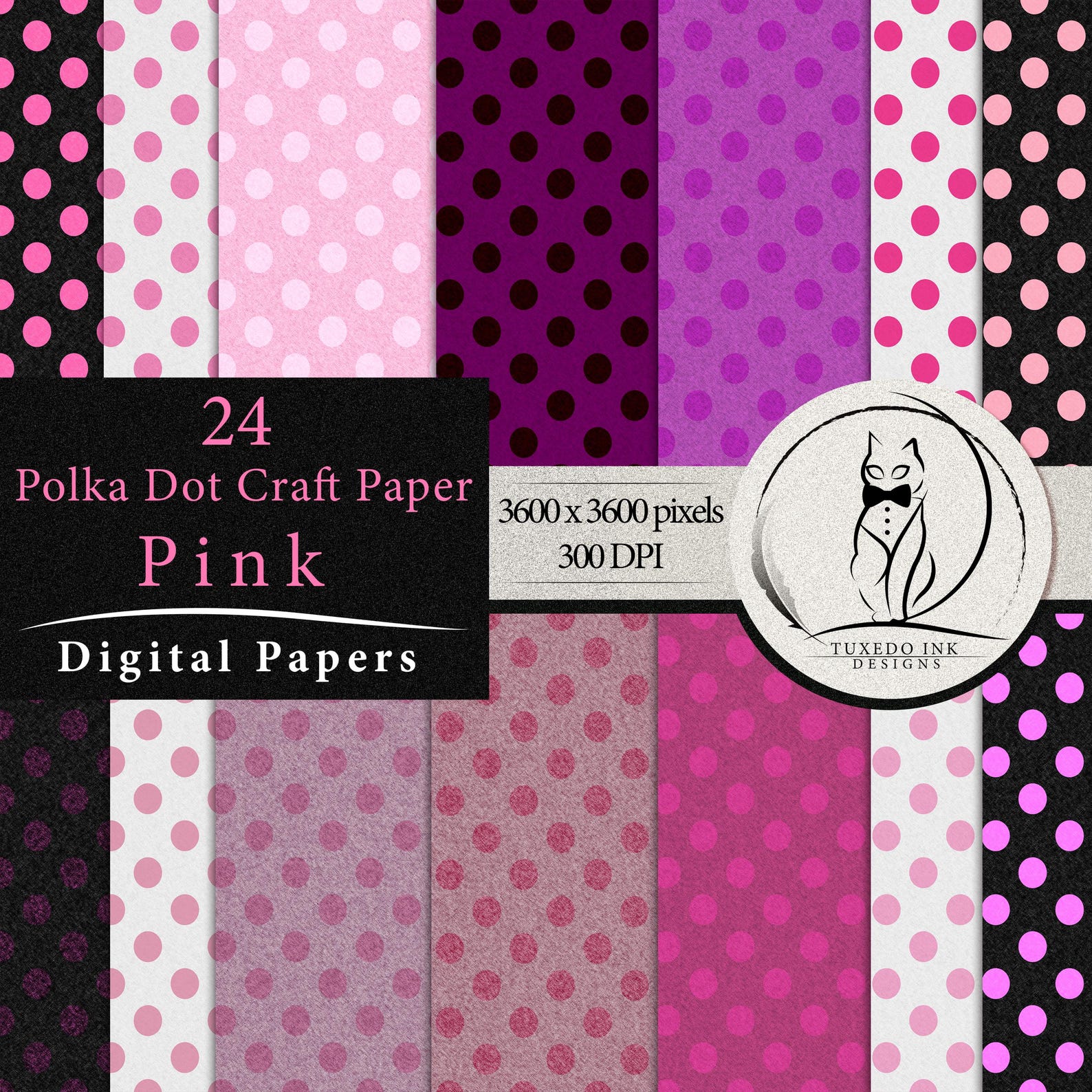 Seamless Pink Polka Dot Craft Paper Digital Paper - Etsy