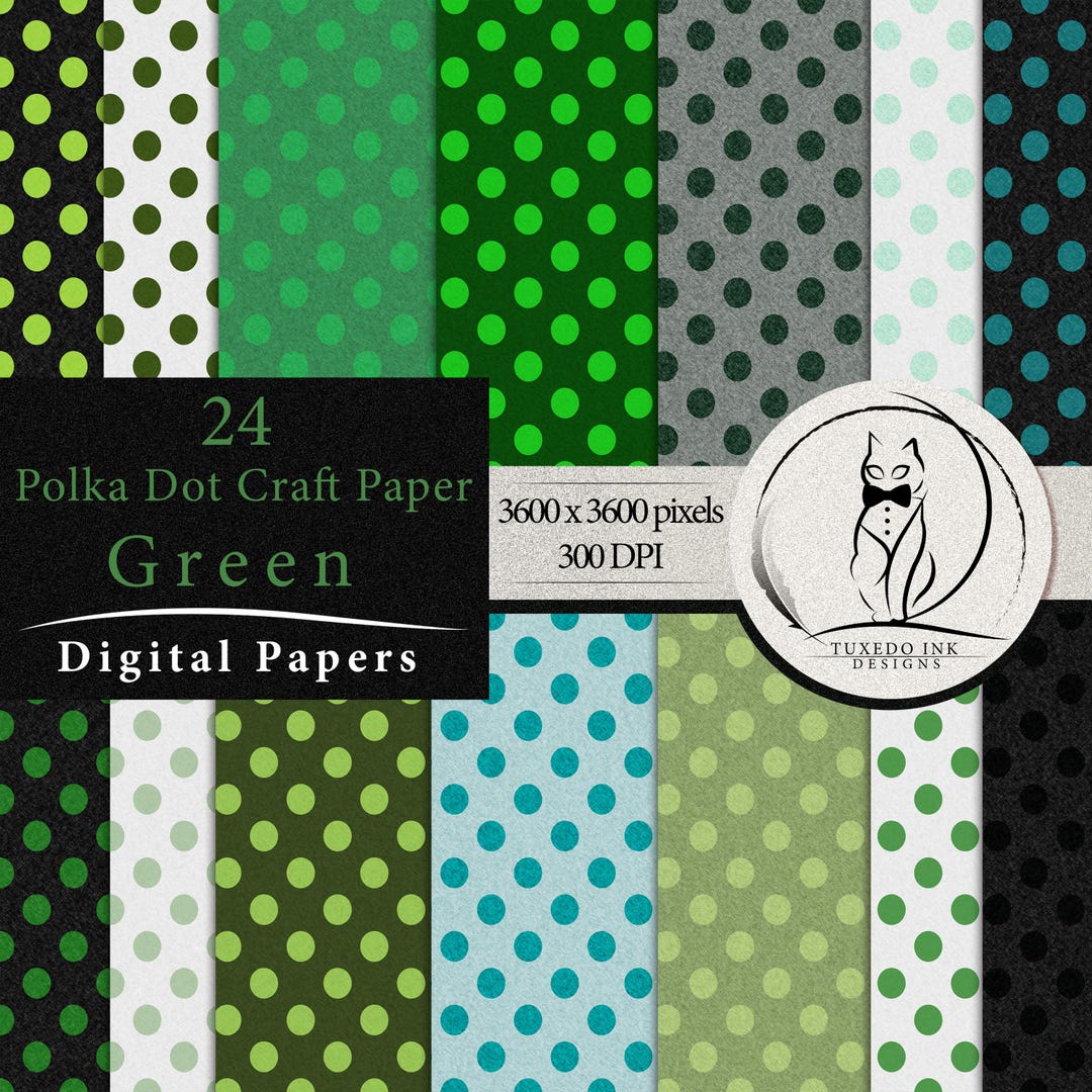 Seamless Green Polka Dot Craft Paper Digital Paper - Etsy