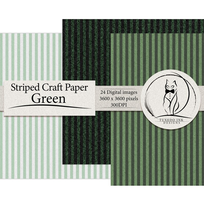Seamless Green Striped Craft Paper Digital Paper - Etsy