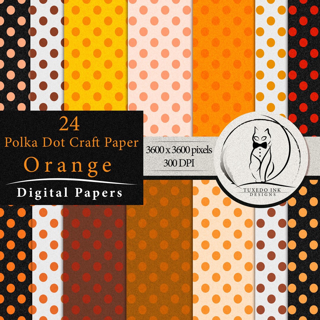 Seamless Orange Polka Dot Craft Paper Digital Paper - Etsy