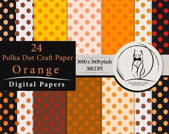 10 Orange Tone Color Fall Autumn Theme Polka Dot Design With Glitter ...