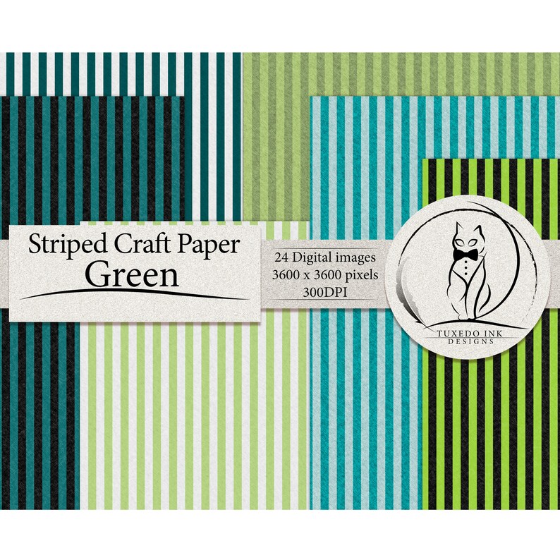 Seamless Green Striped Craft Paper Digital Paper - Etsy