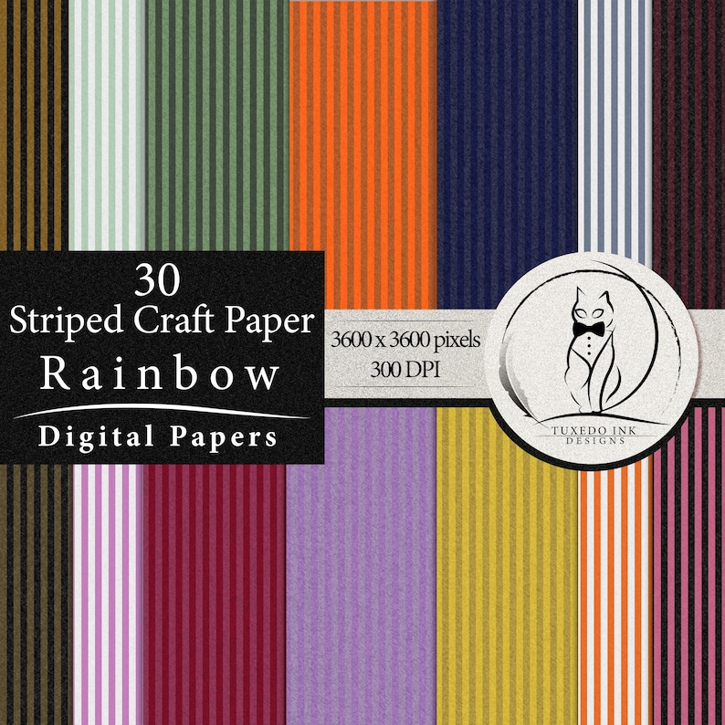 Seamless Rainbow Striped Craft Paper Digital Paper - Etsy