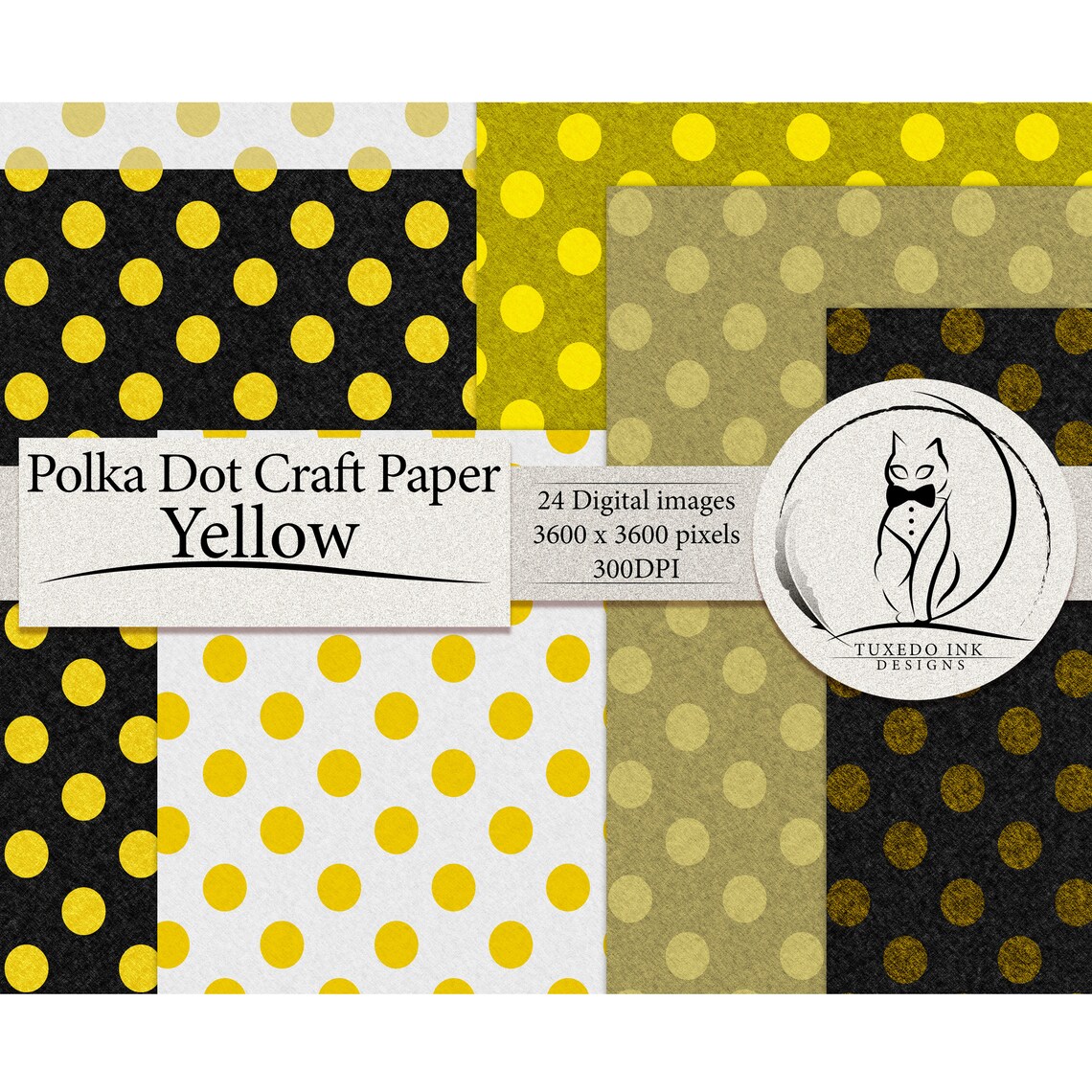 Seamless Yellow Polka Dot Craft Paper Digital Paper - Etsy