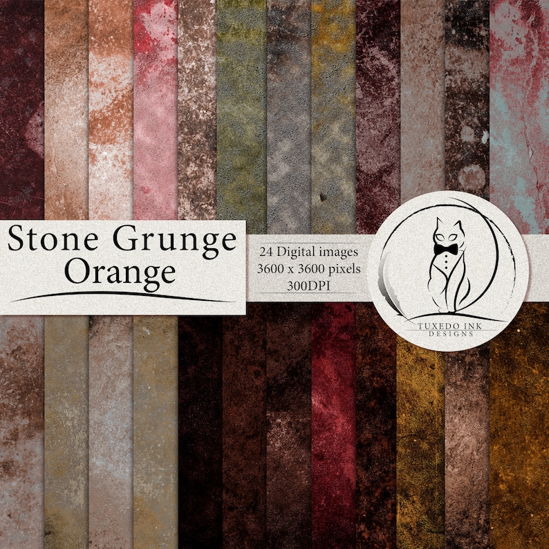 Stone Grunge Orange Digital Paper - Etsy