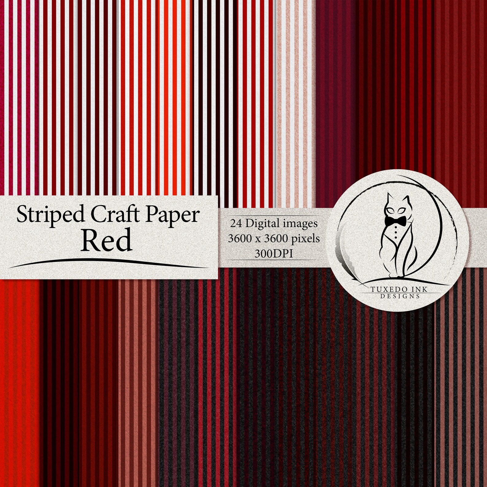 Seamless Red Striped Craft Paper Digital Paper - Etsy