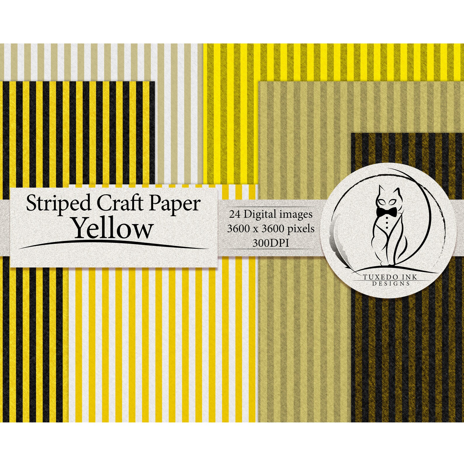 Seamless Yellow Striped Craft Paper Digital Paper - Etsy