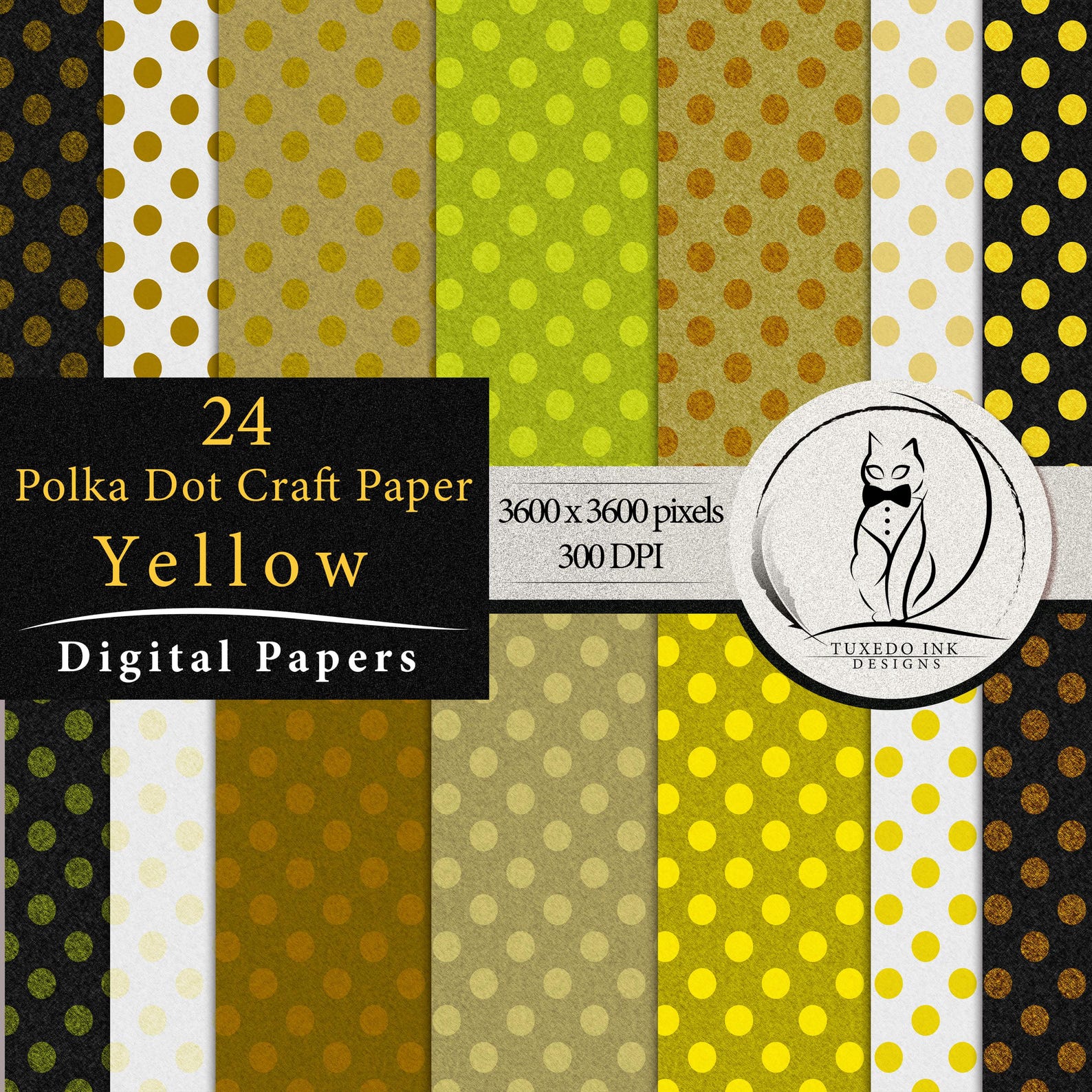 Seamless Yellow Polka Dot Craft Paper Digital Paper - Etsy