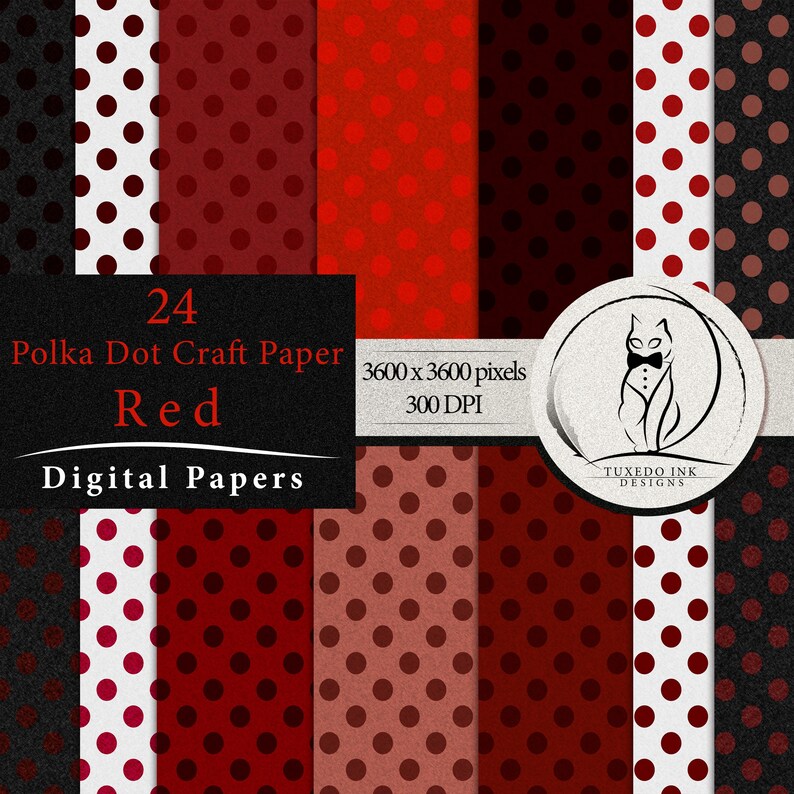 Seamless Red Polka Dot Craft Paper Digital Paper - Etsy