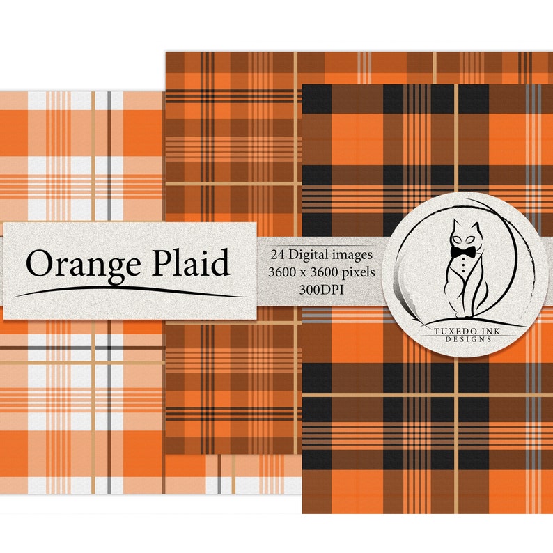 Seamless Orange Plaid With Texture Digital Paper (with Bonus Files) - Etsy