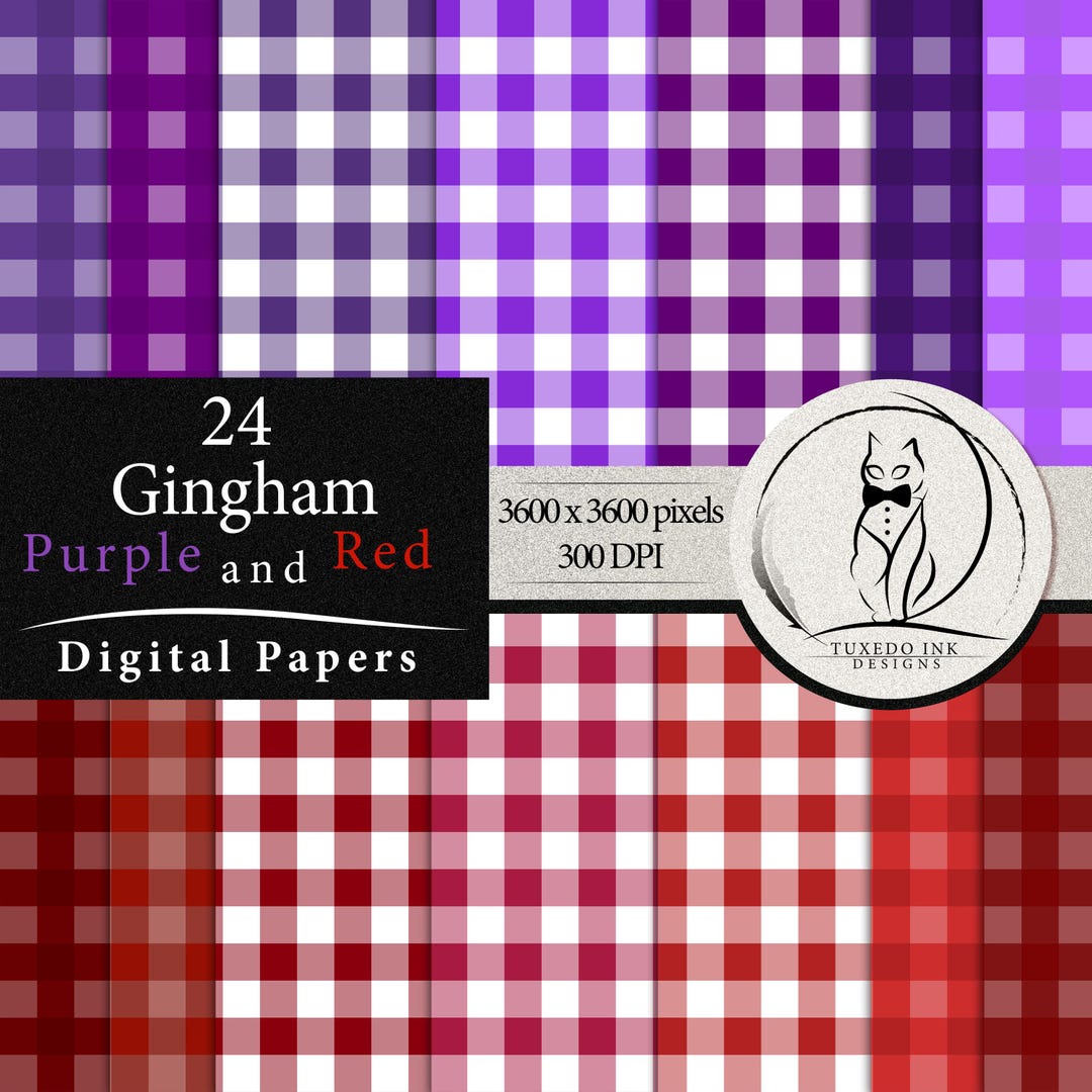 Seamless Purple and Red Gingham Digital Paper - Etsy
