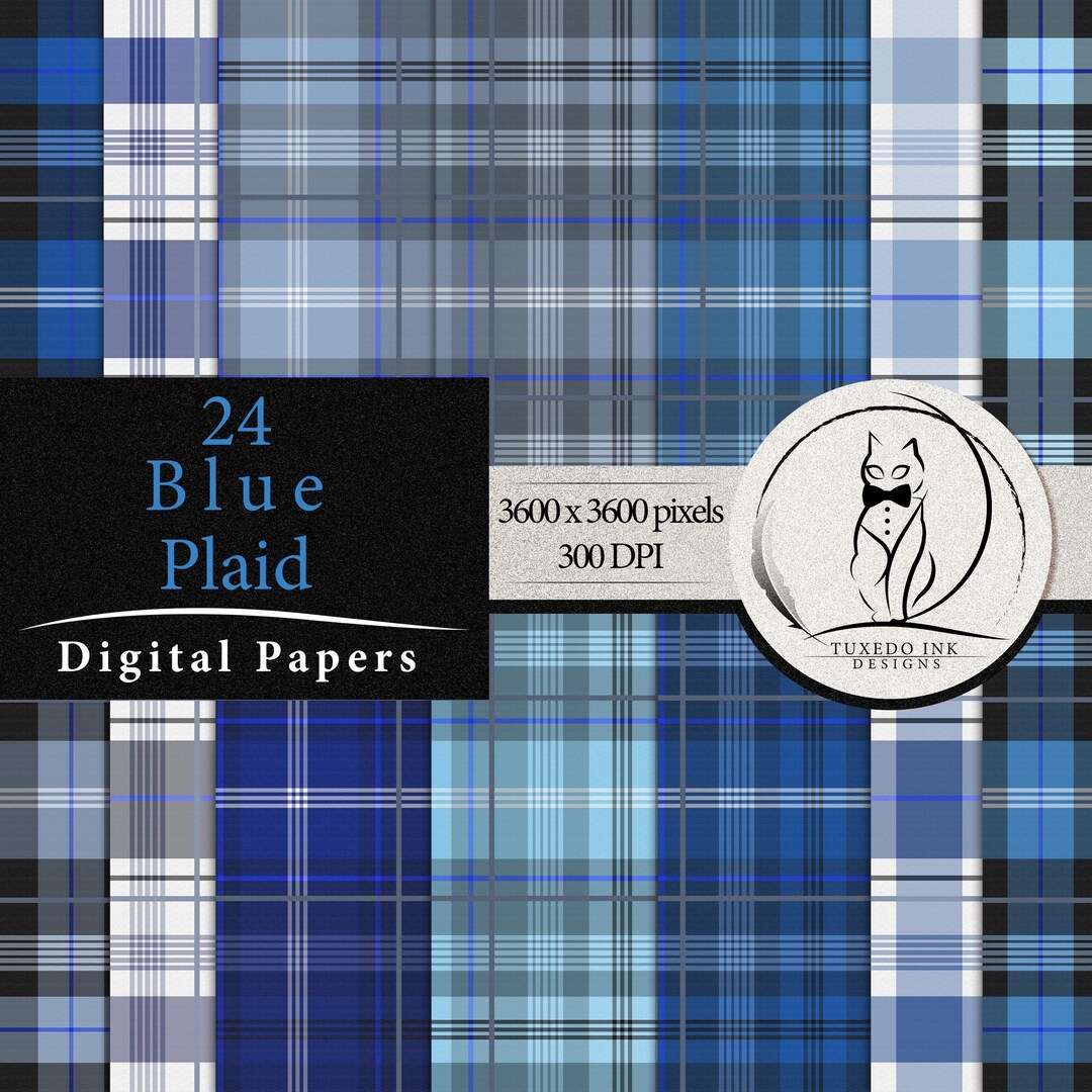 Seamless Blue Plaid With Texture Digital Paper (with Bonus Files) - Etsy