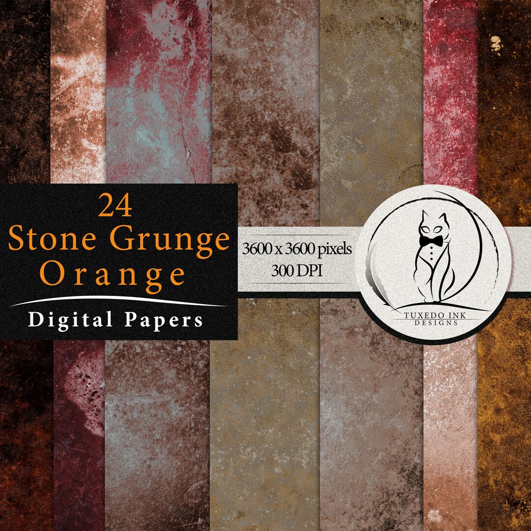 Stone Grunge Orange Digital Paper - Etsy