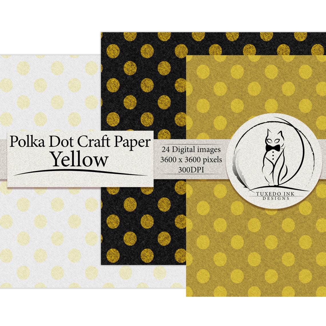 Seamless Yellow Polka Dot Craft Paper Digital Paper - Etsy