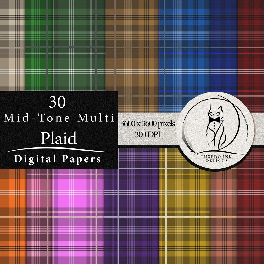 Seamless Multi-pack/multi-coloured (midtones) Plaid With Texture ...
