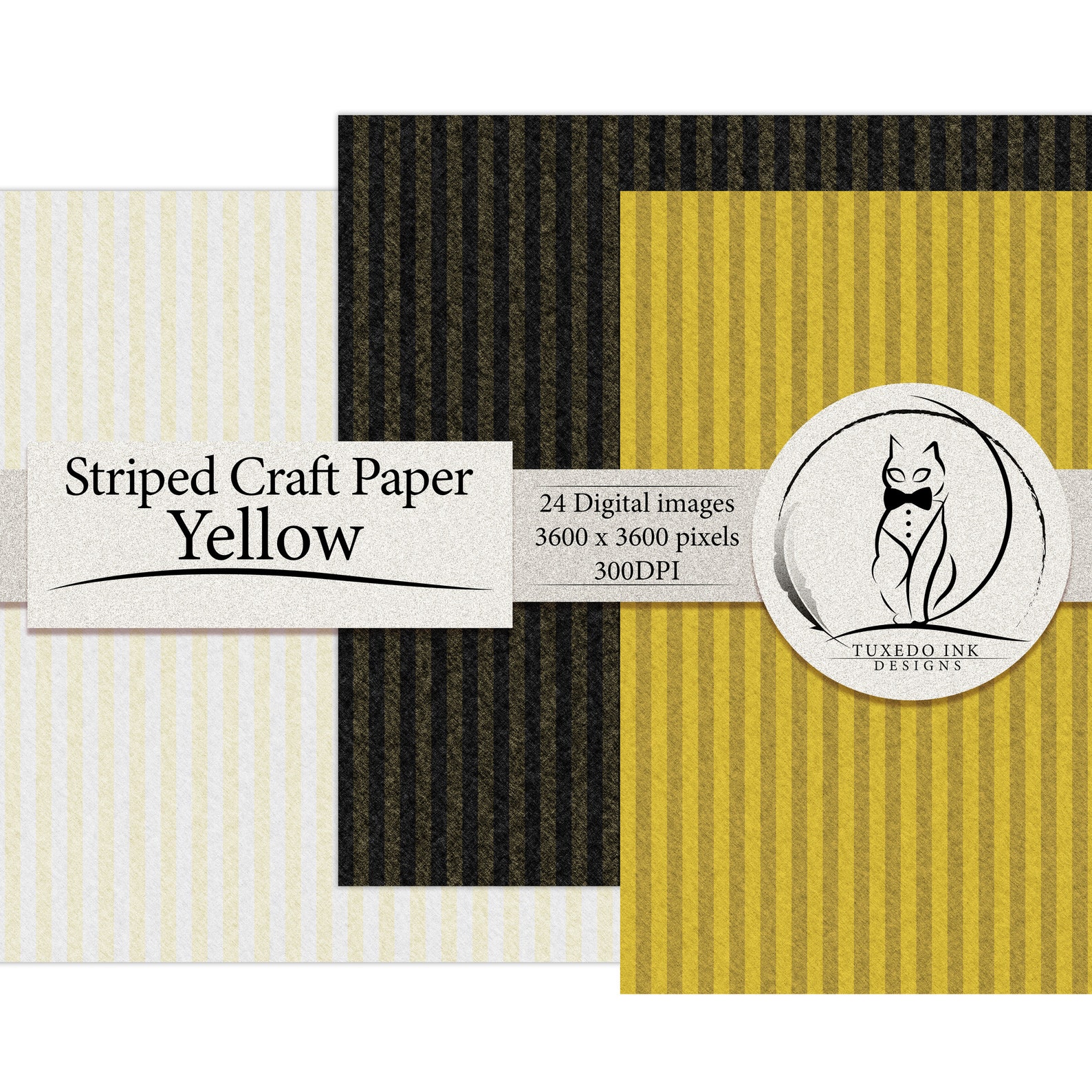Seamless Yellow Striped Craft Paper Digital Paper - Etsy